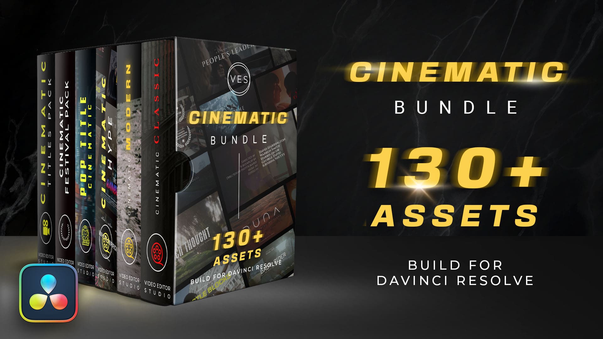 Cinematic Title Bundle I 130+ Assets for Davinci Resolve