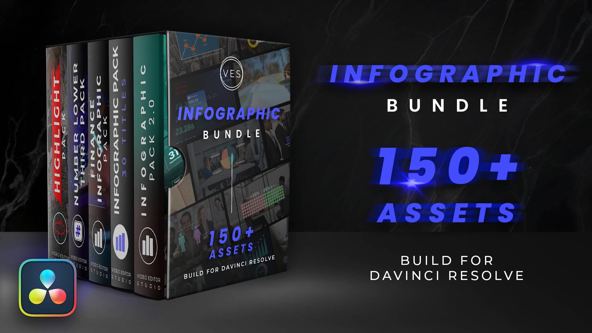 Infographic Bundle I 150+ Titles for Davinci resolve